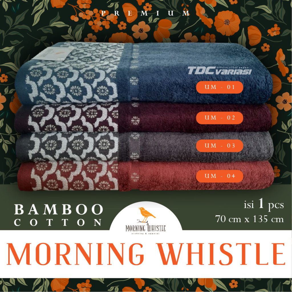 Handuk Mandi Besar Premium Morning Whistle Katun Bamboo Ukuran Dewasa